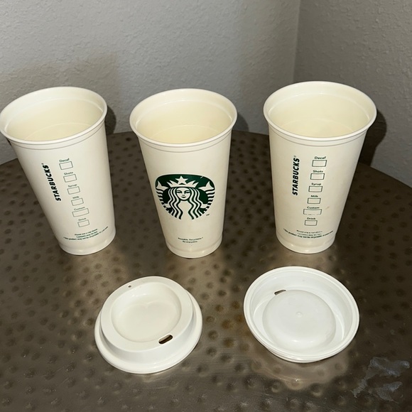 Starbucks | Kitchen | Three Reusable Starbucks Cups With Two Lids ...